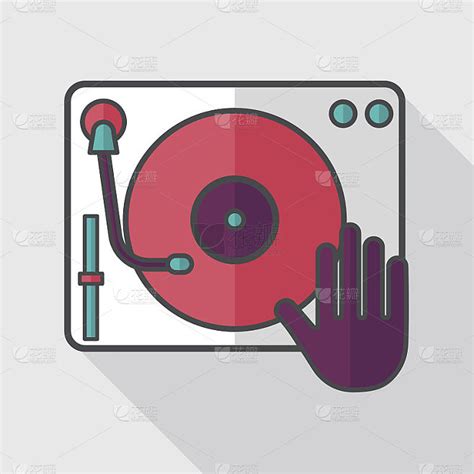 DJ音乐平与长影子图标eps10