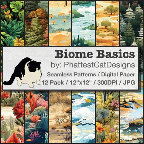 Biome Basics 12 Digital Seamless Biome Diversity Inspired Patterns Etsy