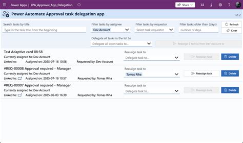 Power Automate Task Delegation App
