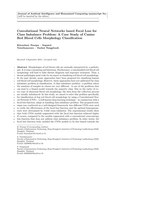 Pdf Convolutional Neural Networks Based Focal Loss For Class