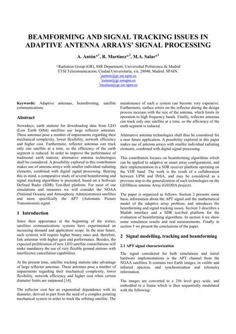 Pdf Beamforming And Signal Tracking Issues In Adaptive Antenna Arrays Signal Processing