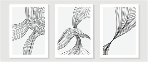 Abstract Line Art Background Vector Minimalist Modern Botanical Contour Drawing On White Color