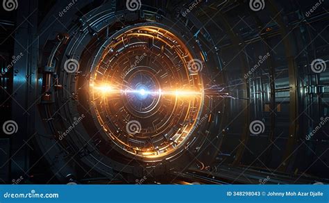 A Particle Collider With Beams Of Light And Energy Particles Stock