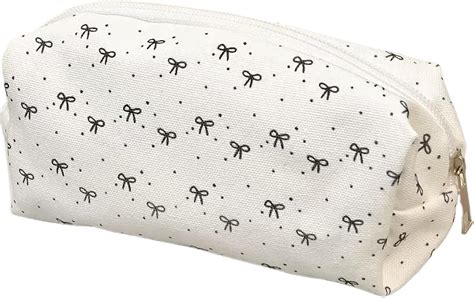 Bow Pencil Case Cute Bow Cosmetic Bag With Zipper Compact Pencil Case