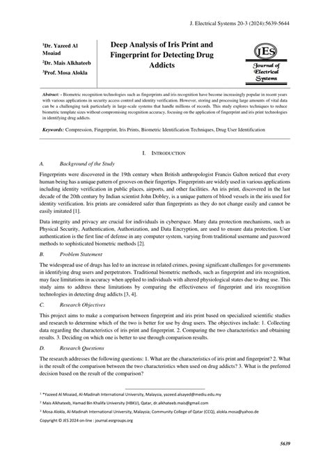 PDF Deep Analysis Of Iris Print And Fingerprint For Detecting Drug Addicts