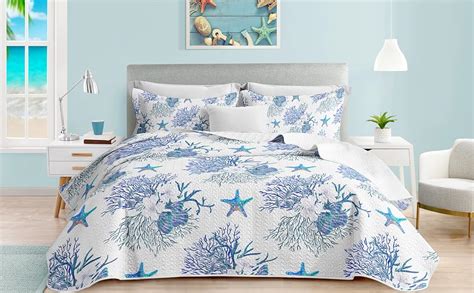 Coastal Bedding King Size Coastal Quilt With 2 Shams