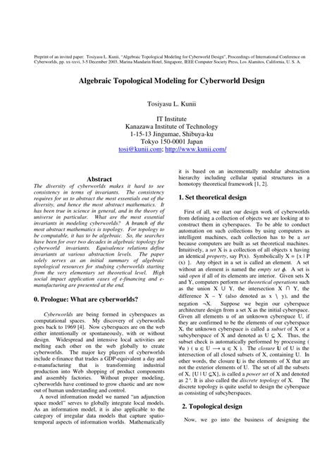 pdf algebraic topological modeling for cyberworld design