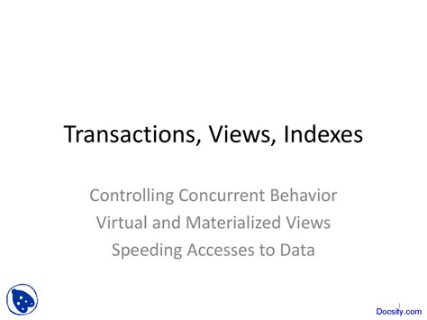 controlling concurrent behavior database systems lecture slides