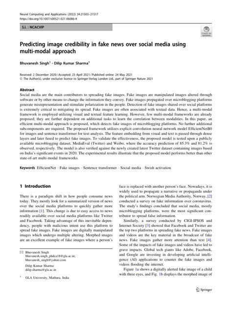Predicting Image Credibility In Fake News Over Social Media Using Multi