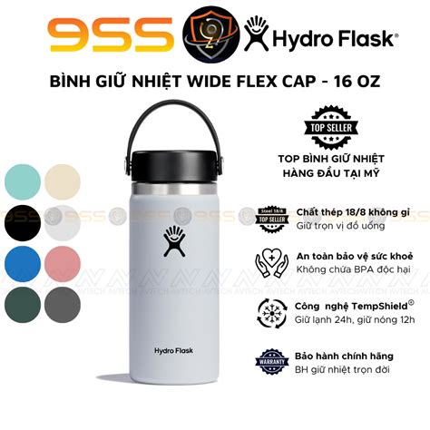 Hydro Flask 16 Oz Wide Flex Cap Thermos Flask Store Up To 24 Hours Genuine Product Shopee