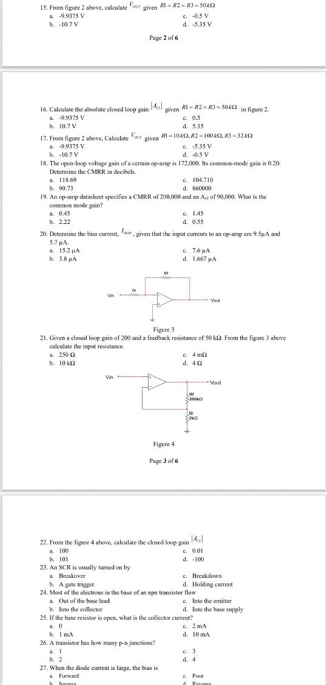 From figure 2 above calculate Vout given R1 R2 R3 50 kΩ a 9 937