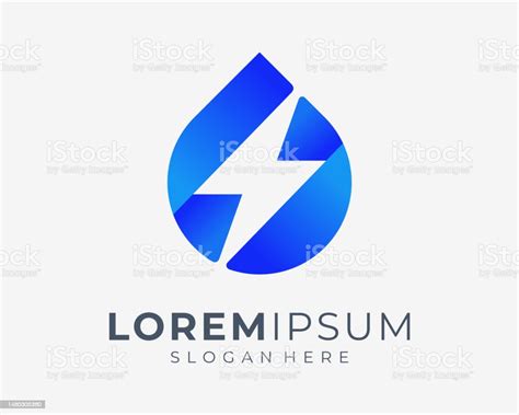 물방울 물방울 스플래시 이슬 순수 볼트 전력 에너지 번개 현대 다채로운 벡터 디자인 그림 로고에 대한 스톡 벡터 아트 및 기타