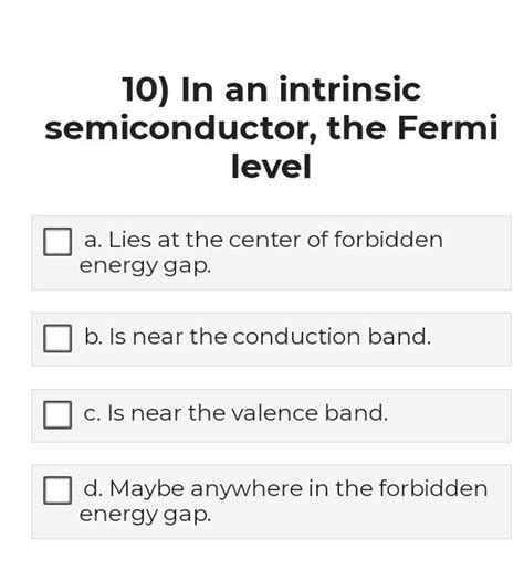 In An Intrinsic Semiconductor The Fermi Level Filo
