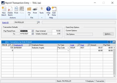 Microsoft Dynamics Gp October 2021 Release Feature Of The Day Save Payroll Transaction Entry