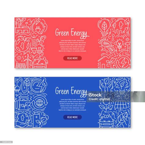 녹색 에너지 관련 개체 및 요소 손으로 그린 벡터 낙서 일러스트 레이션 컬렉션 다른 녹색 에너지 개체와 배너 템플릿 0명에 대한 스톡 벡터 아트 및 기타 이미지 Istock