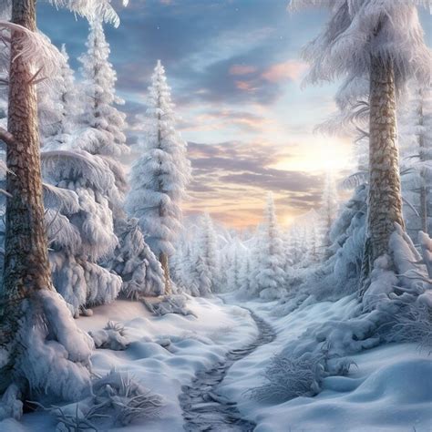 Premium Ai Image A Snowcovered Forest Illustration