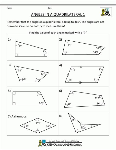 Find Missing Angles In A Parallelogram Worksheet Answers