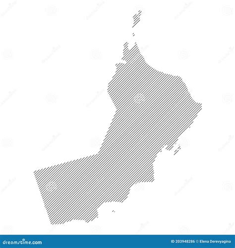Oman Map From Pattern Of Black Slanted Parallel Lines Vector Illustration Stock Illustration