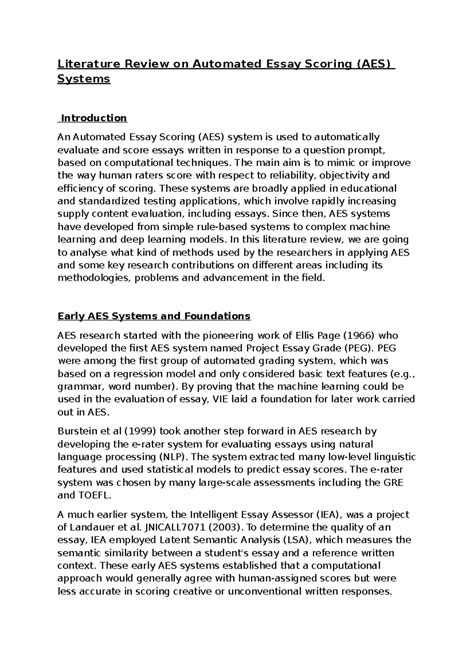 Literature Review On Automated Essay Scoring Copy Literature Review On Automated Essay