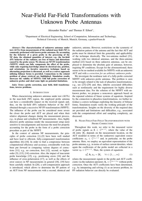Pdf Near Field Far Field Transformations With Unknown Probe Antennas