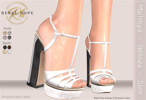 Second Life Marketplace Rebel Hope Amanda Mesh Heels White