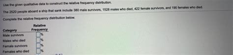 solved use the given qualitative data to construct the