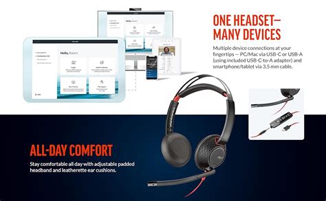 Poly Blackwire 5220 Casque Filaire Plantronics Micro Flexible Avec