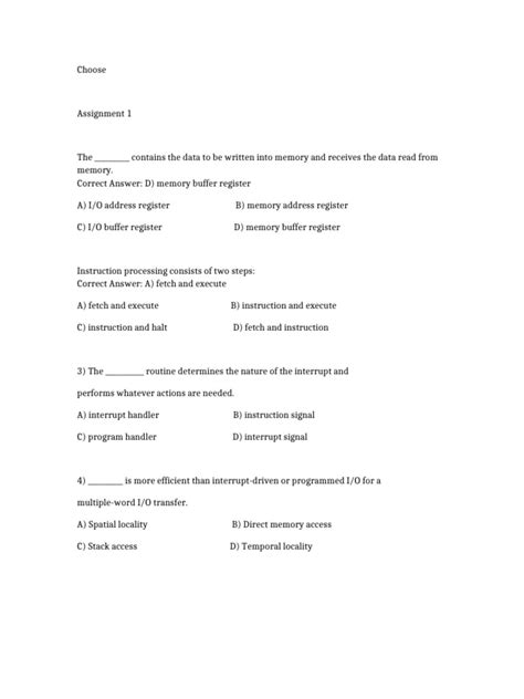 Corrected Assignment With Answers 1 Pdf Central Processing Unit Process Computing