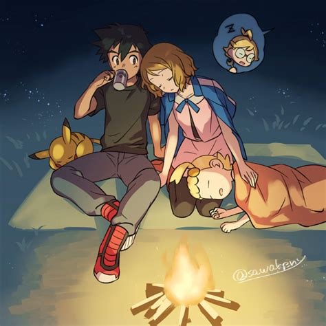 Pikachu Ash Ketchum Serena Bonnie And Clemont Pokemon And More Drawn By Kanimaru Danbooru