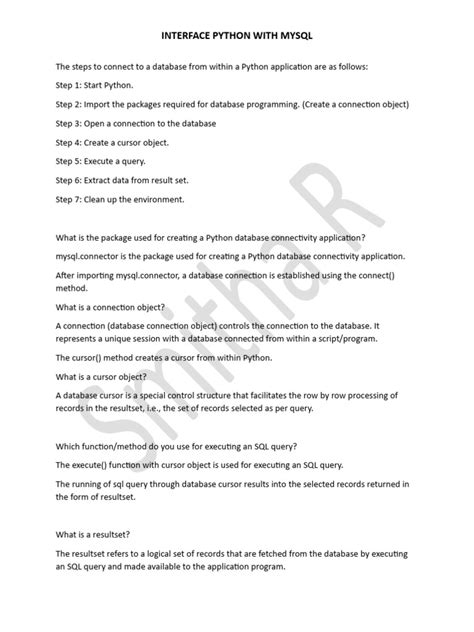 Python Interface With Mysql Pdf Databases Computer Programming