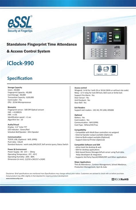 Essl Biometric Device Palm Reader At Rs 5500 In Faridabad Id 2854795267588