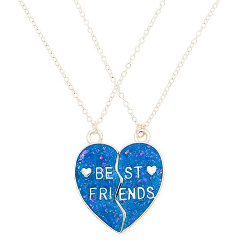 Best Friends Glow In The Dark Heart Pendant Necklaces Blue 2 Pack Claires Us