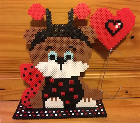 Perler Bead Ladybug Bear Valentines Day Diy Perler Bead Crafts