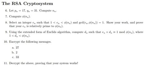 The Rsa Cryptosystem 6 Let Pu 17 U 31 Compute
