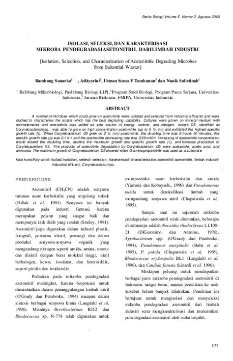 Pdf Isolasi Seleksi Dan Karakterisasi Mikroba Pendegradasi
