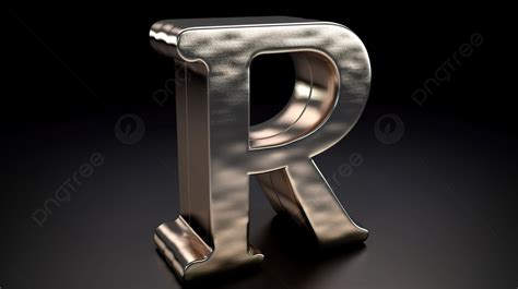 Metallic Typescript Print Of The Letter R In 3d Rendering Background