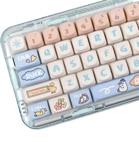zmx cute duck keycaps moa profile pbt dye sub full size 139 keys custom kawaii