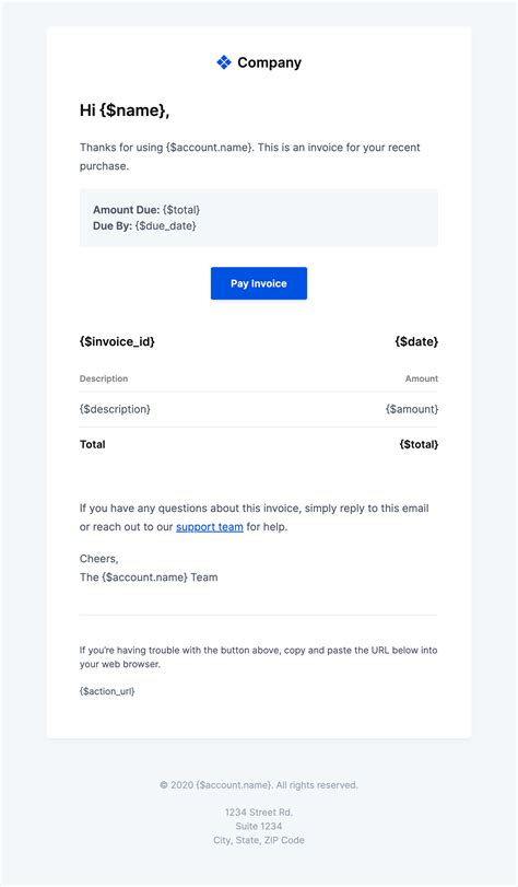 Html Invoice Email Template Mailersend