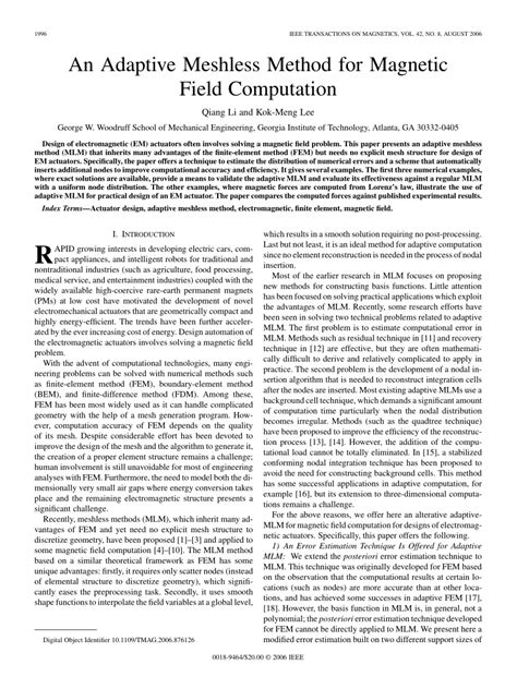 Pdf An Adaptive Meshless Method For Magnetic Field Computation