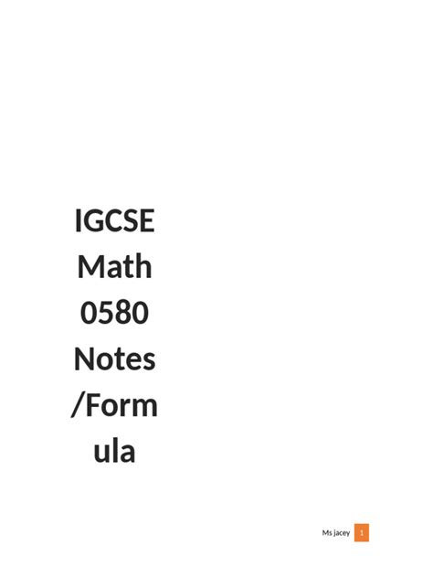 Igcse Math 0580 Notes Formula Pdf
