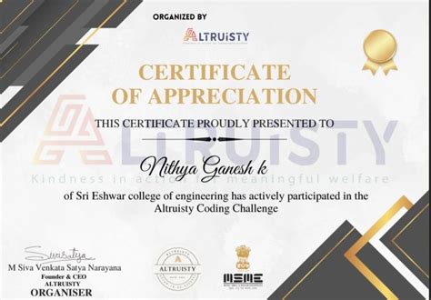 Nithya Ganesh Krishnasamy On Linkedin Codingchallenge Altruisty