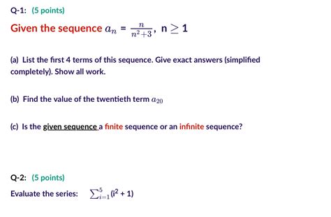 solved q 1 5 ﻿points given the sequence an nn2 3 n≥1 a