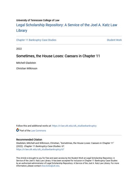 Caesars Chapter 11 Bankruptcy Analysis Pdf Chapter 11 Bankruptcy