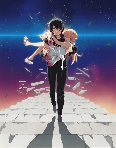 Safebooru 1boy 1girl Ahoge Apron Araragi Koyomi Arms Around Neck Back