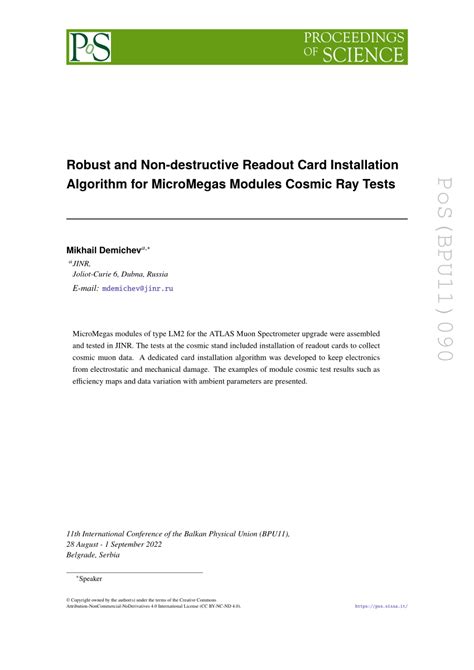 Pdf Robust And Non Destructive Readout Card Installation Algorithm For Micromegas Modules