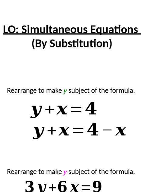 Introduction Simultaneous Equations Substitution Pdf