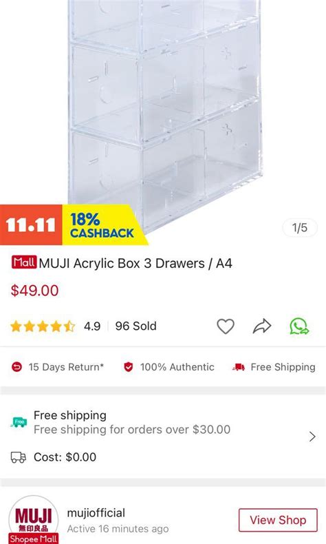 Muji Acrylic Box 3 Drawers A4 Furniture And Home Living Home