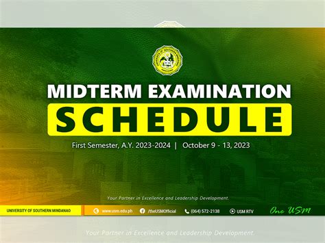 Midterm Examination Schedule 1st Semester A Y 2023 2024 University Of Southern Mindanao