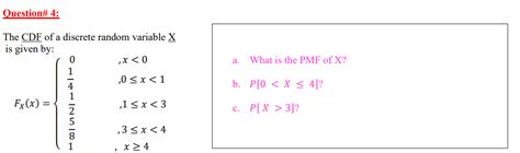 Solved Question The CDF Of A Discrete Random Variable X Chegg