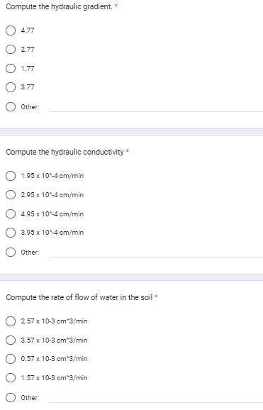 Solved A Falling Head Hydraulic Conductivity Test Has Been